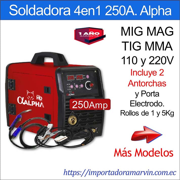 Soldadora ALPHA MIG TIG Electrodo 250Amp. 4 en 1 *** AGOTADO ...